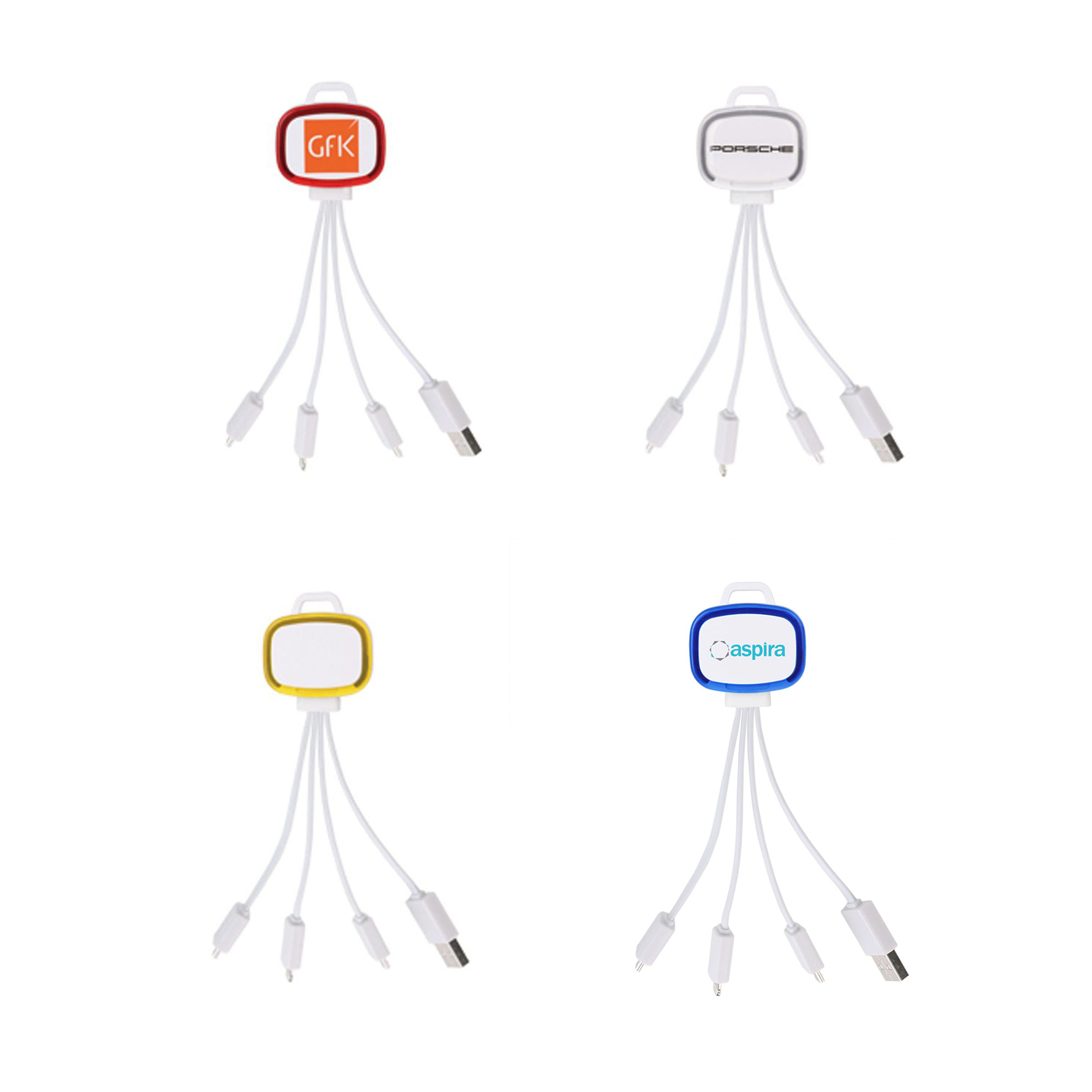 LED Charging Cable with Multiple Connectors - VMA Promotional Products