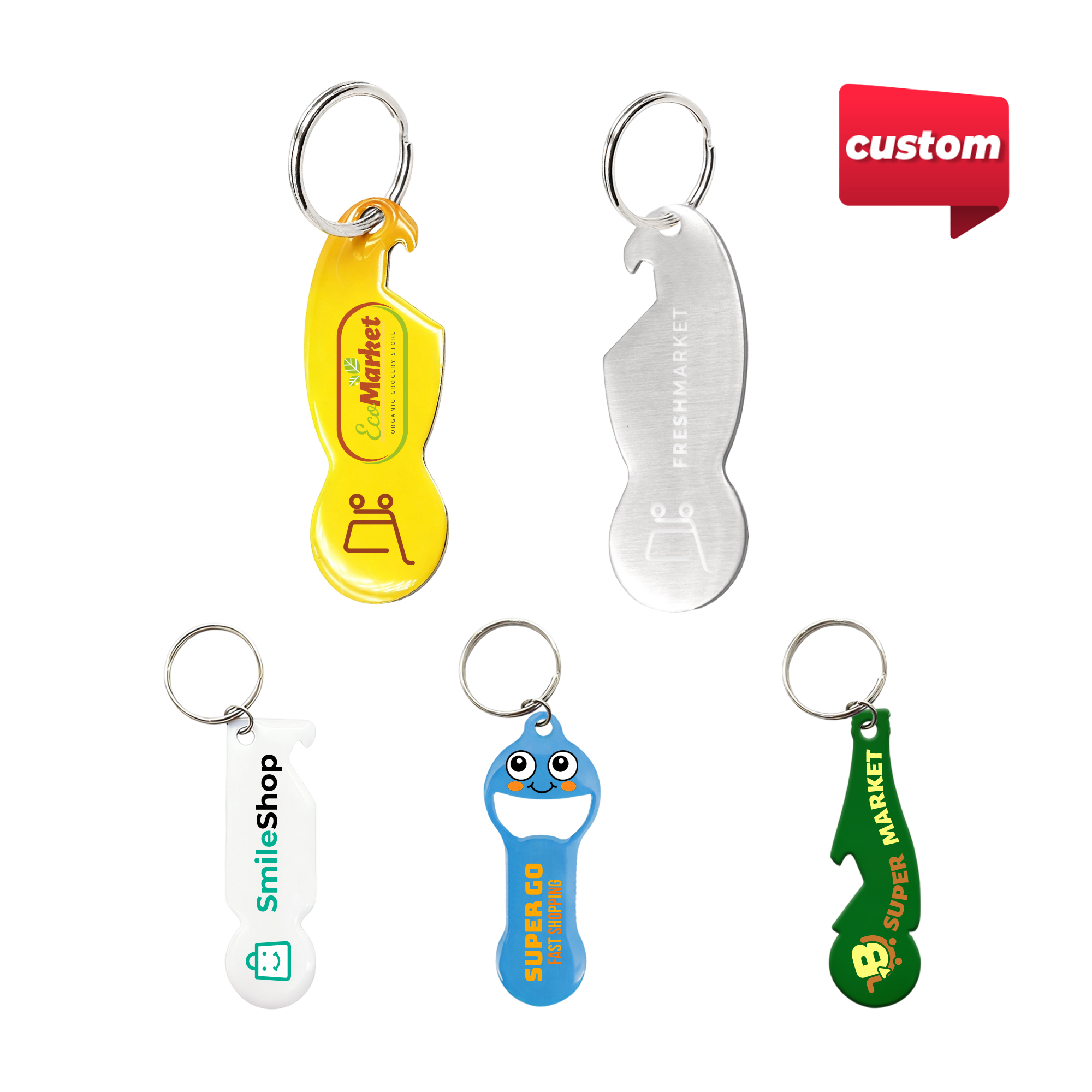 Custom Shape Trolley Coin Keyring Bottle Opener - VMA Promotional Products